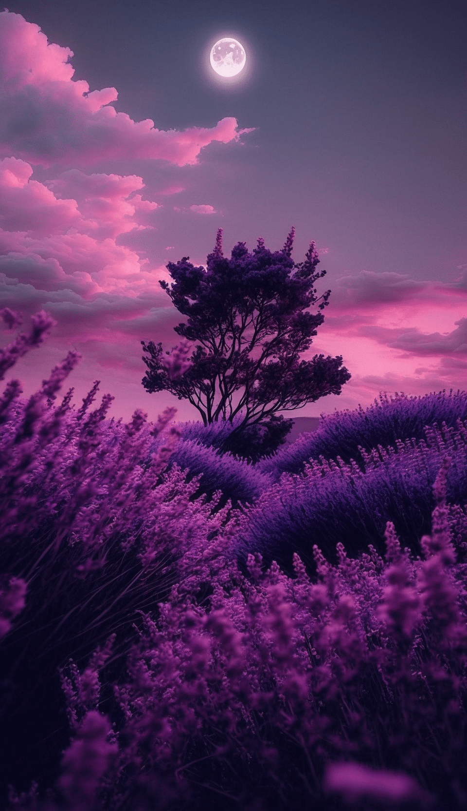 Pink & Lavender Sky & Field - Aesthetic Wallpapers